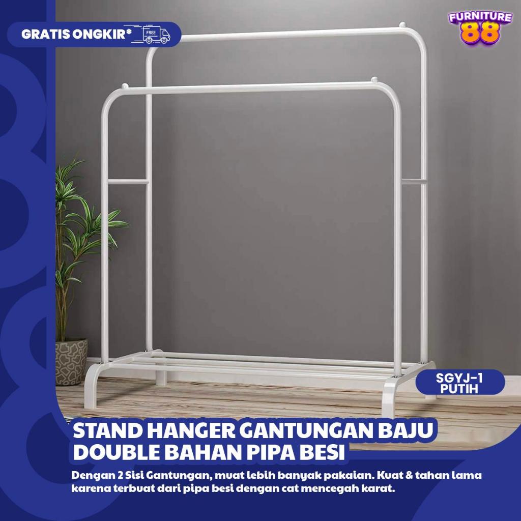Jual Gantungan Gawangan Besi Stand Hanger Besi 2 Sisi Tiang Gantungan ...