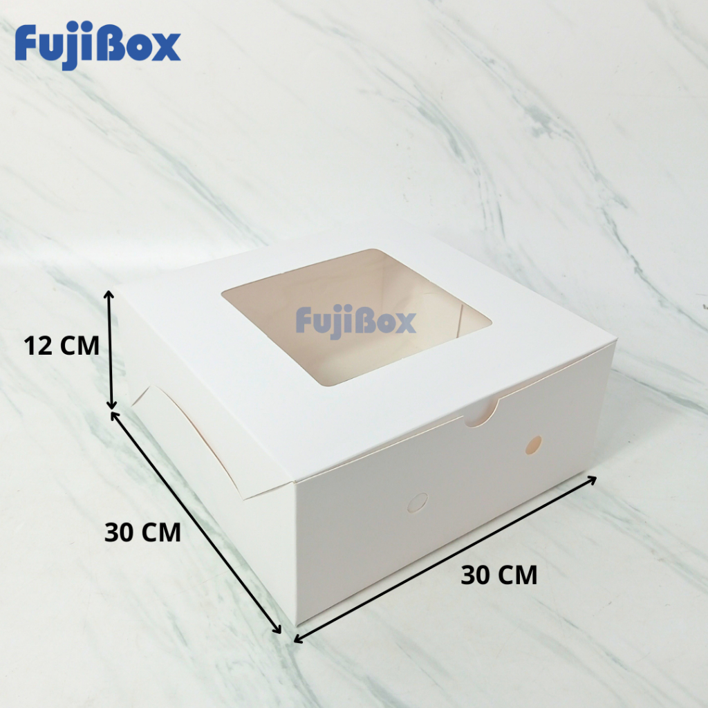 Jual (10 Pcs) Fuji Box Dus Kotak Kue Ivory 30 cm x 30 cm x 12 cm Putih ...