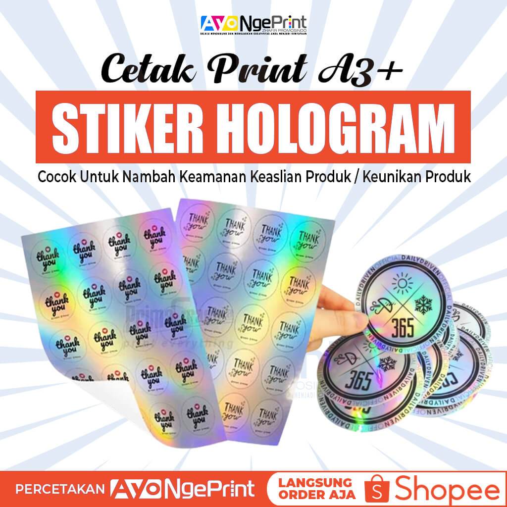 Jual Cetak Stiker / Print Sticker Label Hologram A3+ / Warna Warni ...