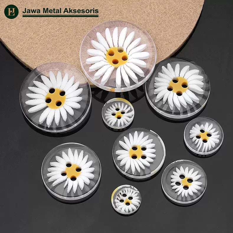 Jual Jawa Resin Button Kancing Resin Bunga Transparan Anti Luntur ...