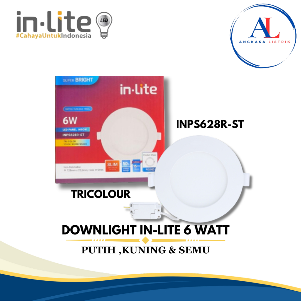 Jual LAMPU LED PANEL INBOW TRI-COLOUR INLITE 6W 6 WATT - INPS628R ...