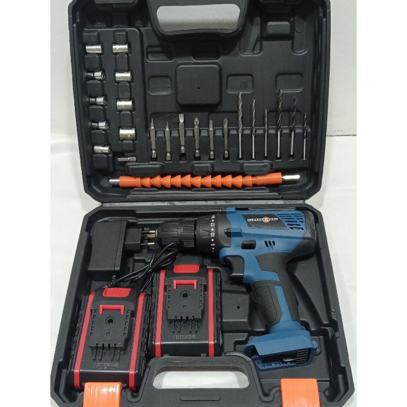 Jual MESIN BOR COR CORDLESS 12V FULLSET SHINING (BLUE) 2 BATERAI ...