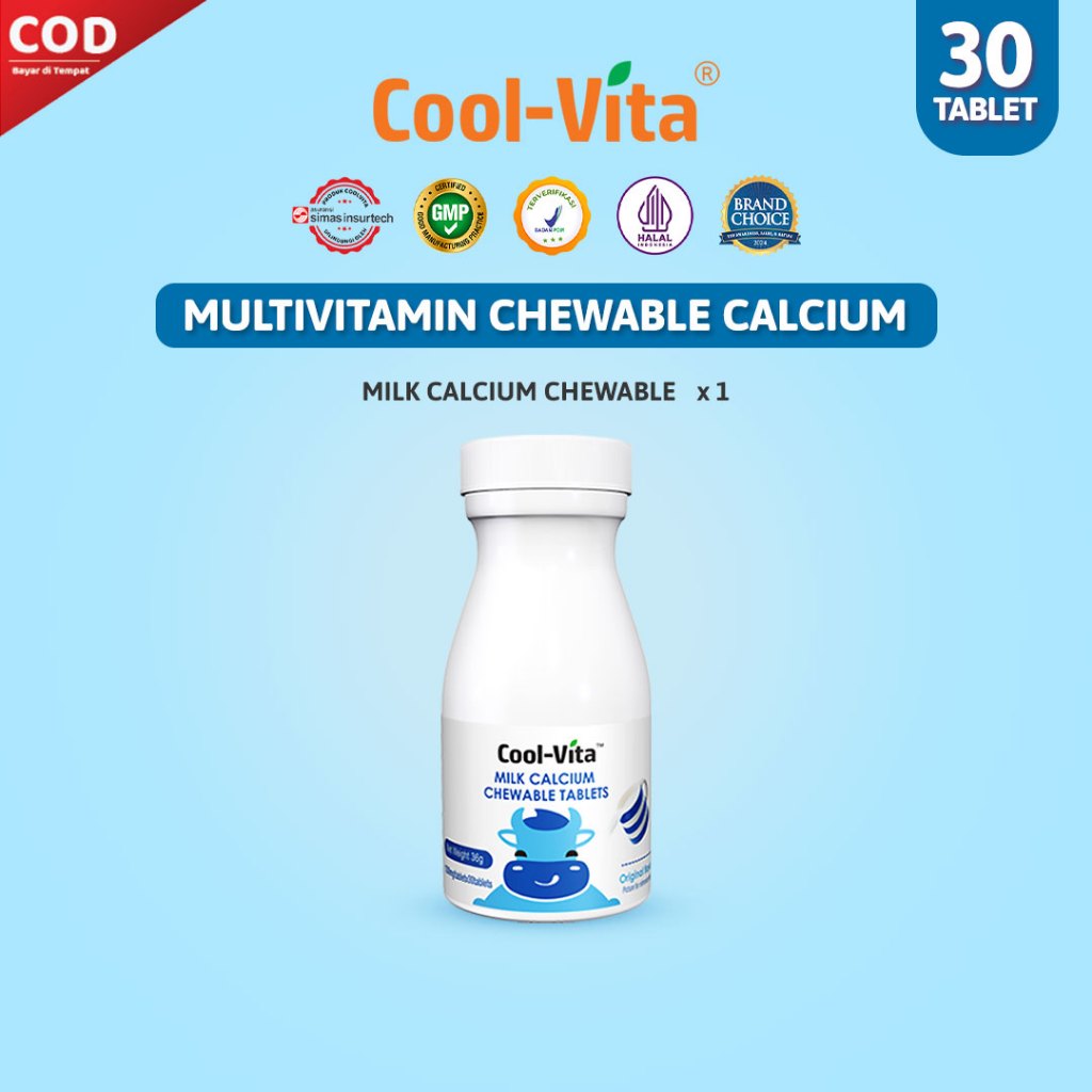 Jual Best Selling [30 Tablet] CoolVita Milk Calcium Chewable Tablet Rasa Original 1 Botol ...