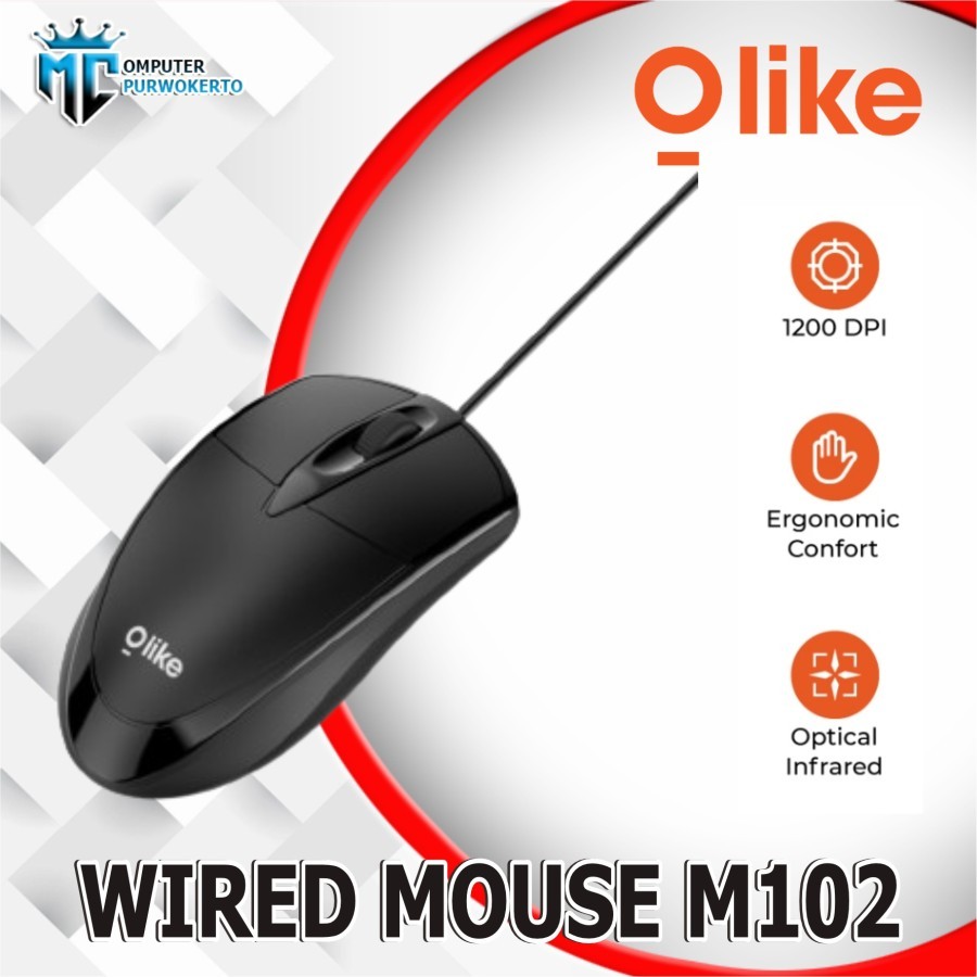 Jual Mouse Optical Ergonomic Wired USB 1200DPI M102 Olike | Shopee ...