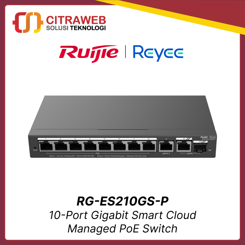 Jual Ruijie Reyee RG-ES210GS-P 10-Port Gigabit Smart Cloud Managed PoE Switch | Shopee Indonesia