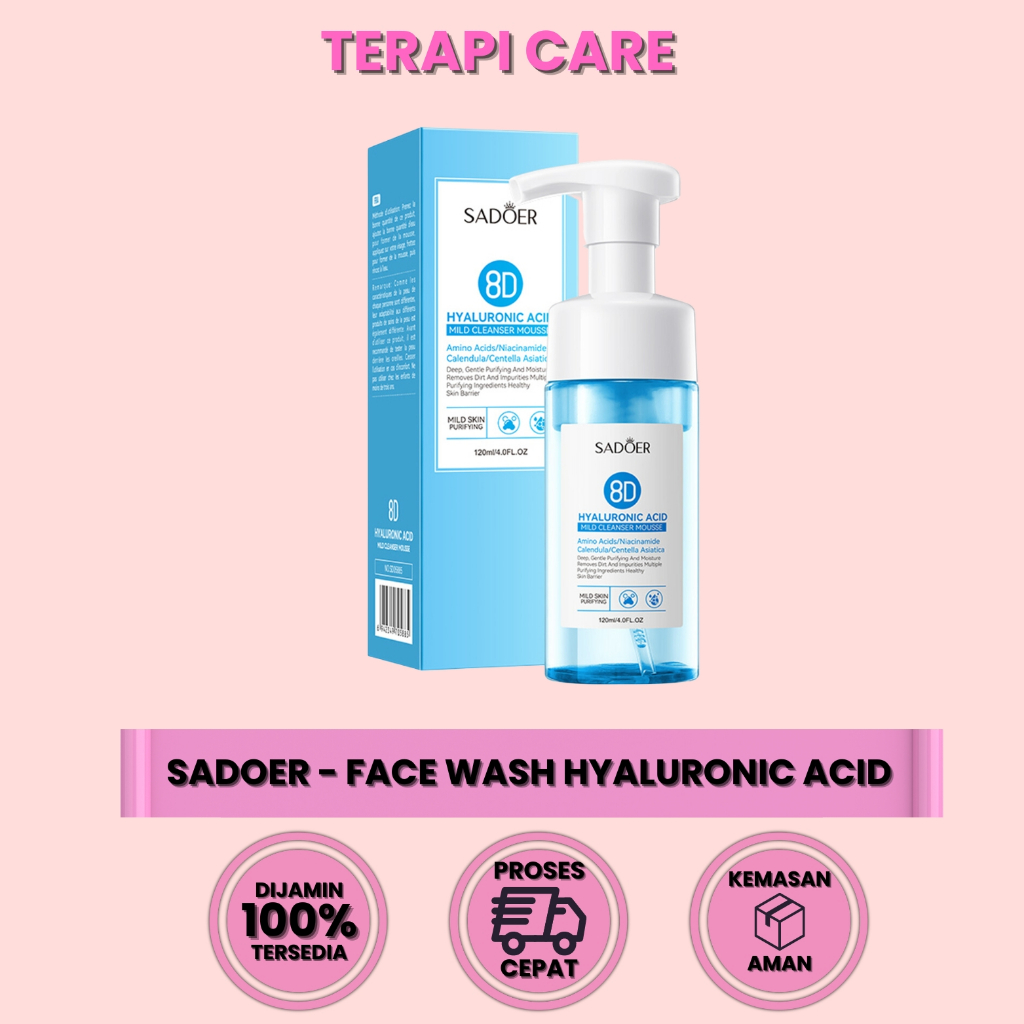 Jual SADOER FACE WASH HYALURONIC ACID 8D FACE FOAM SABUN WAJAH 120ML | Shopee Indonesia