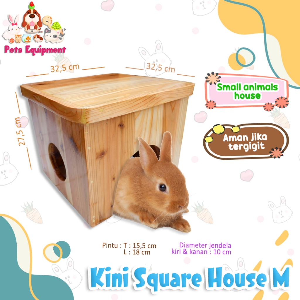 Jual ONEL WOOD KINI SQUARE HOUSE/tunnel marmut guinea pig landak mini ...
