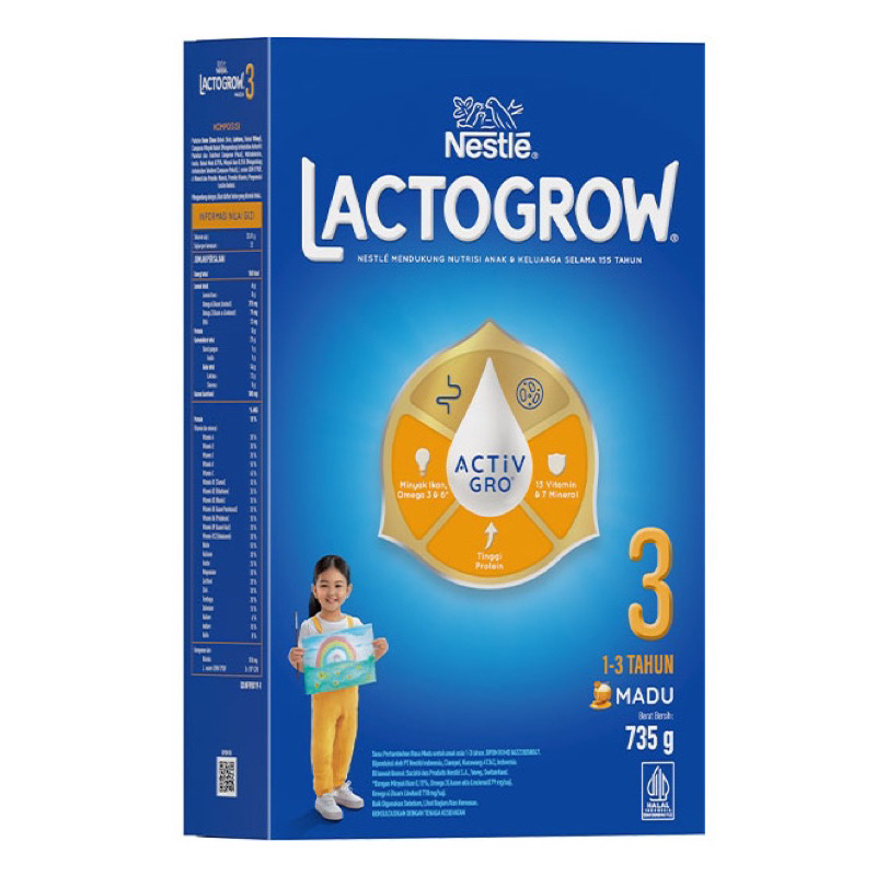 Jual LACTOGROW Susu Pertumbuhan Anak 3 Madu 735g | Shopee Indonesia