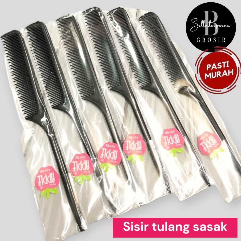 Jual BELLA - SISIR SASAK TULANG HITAM / SISIR SALON STYLING POTONG RAMBUT BARBER SHOP - SISIR ...