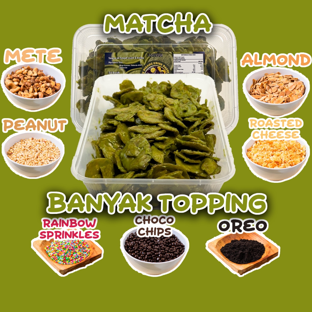 Jual KERIPIK PISANG LUMER MATCHA Berbagai Pilihan Toping 500ml / 150G ...