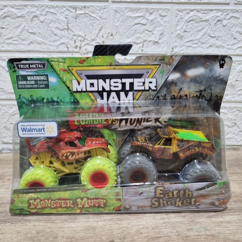 Jual Monster Jams Monster Mutt vs Earth Shaker Zombie Hunter 1:64 ...