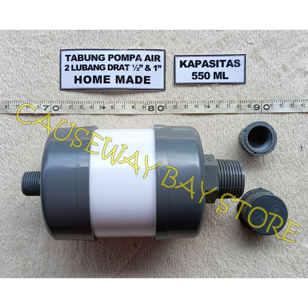 Jual Tabung Pompa Air 2 LUBANG 550ML DRAT 1 INCH DAN 1/2 INCH HOME MADE ...