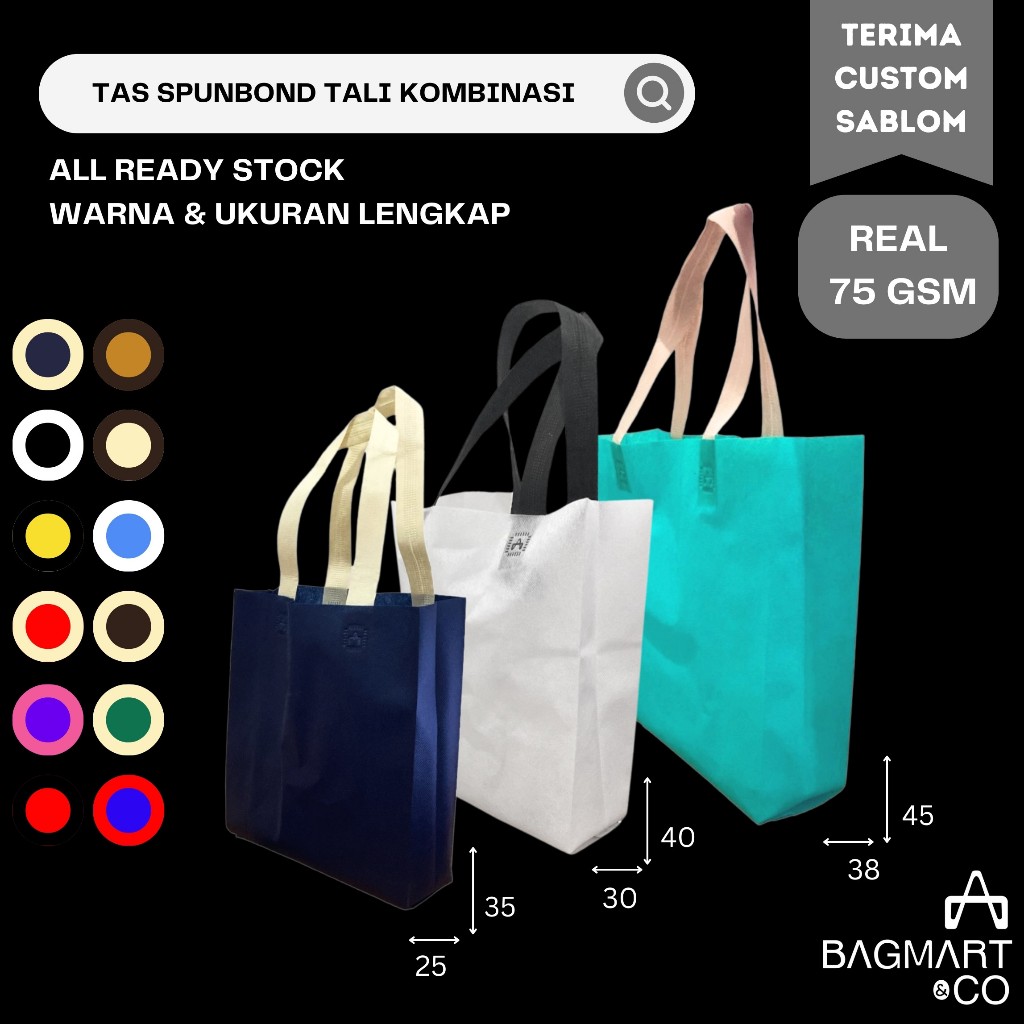 Jual Kantong Belanja Premium Goodie Bag Tali Kombinasi 75Gsm Custom Tas ...