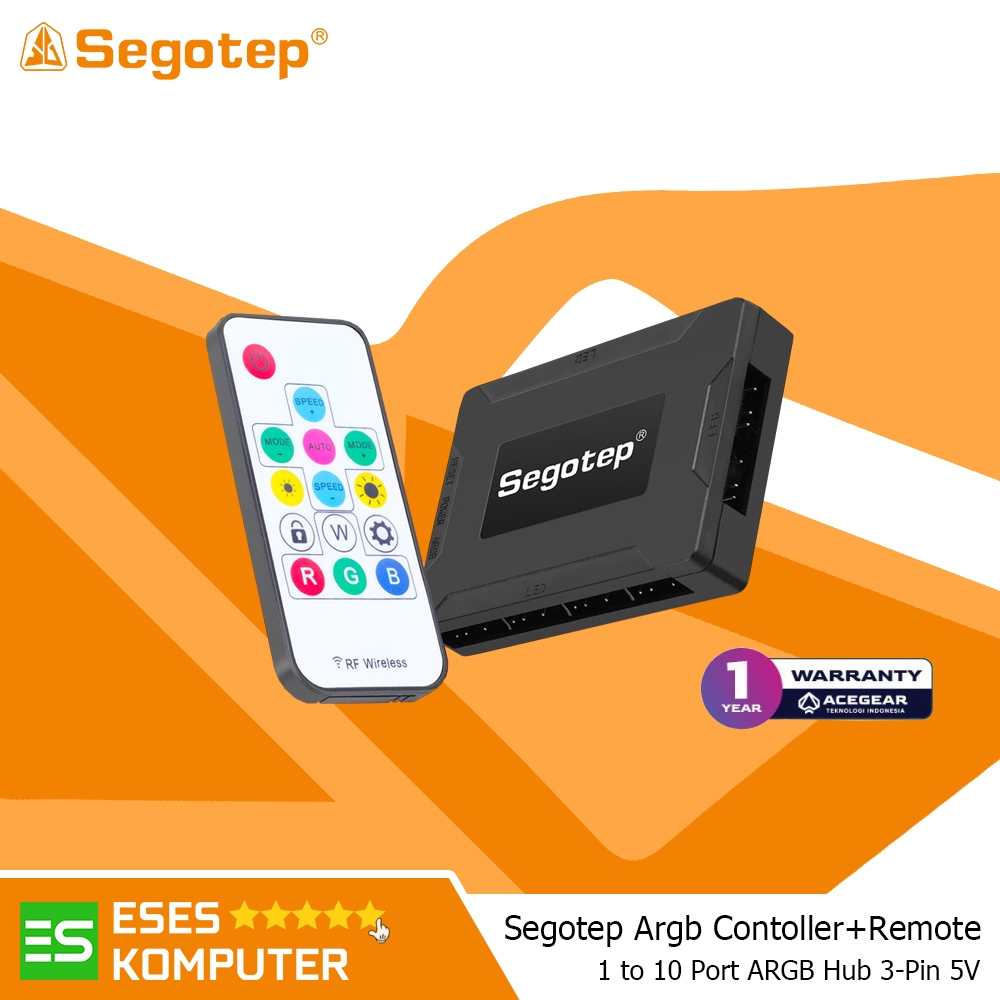 Jual Segotep ARGB Controller + Remote 5V 10-Port ARGB Hub with SATA ...