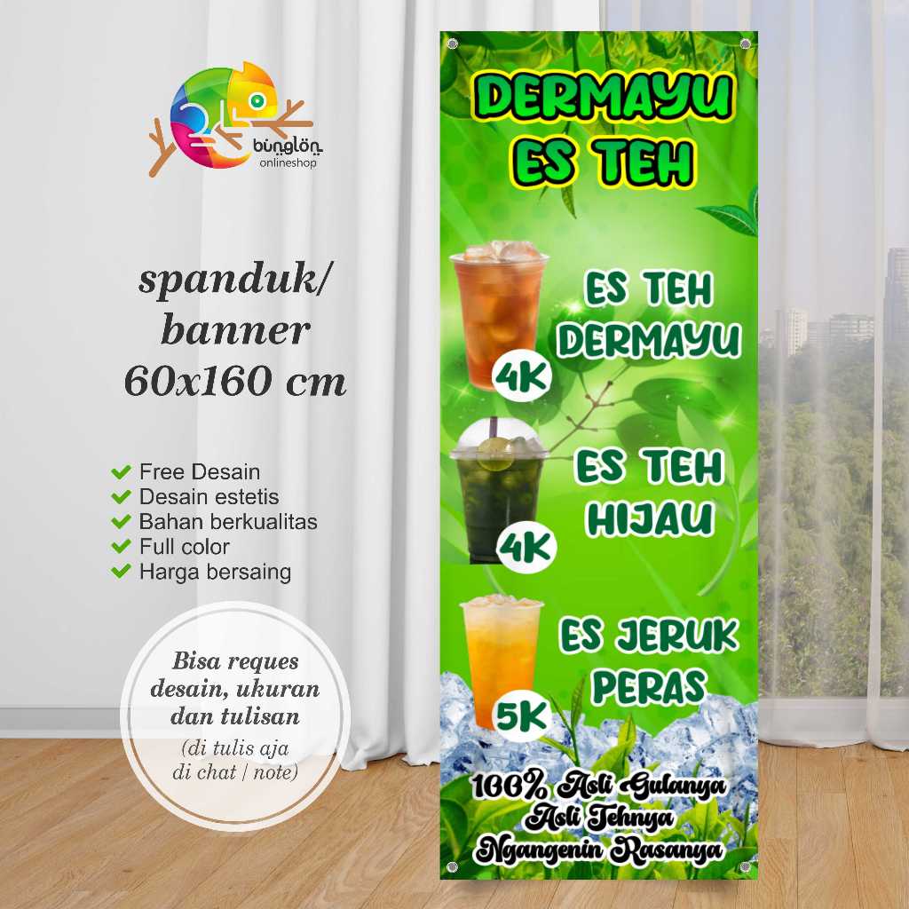 Jual Spanduk Banner MMT Es Teh Hijau Jeruk Peras Free Custom Desain ...