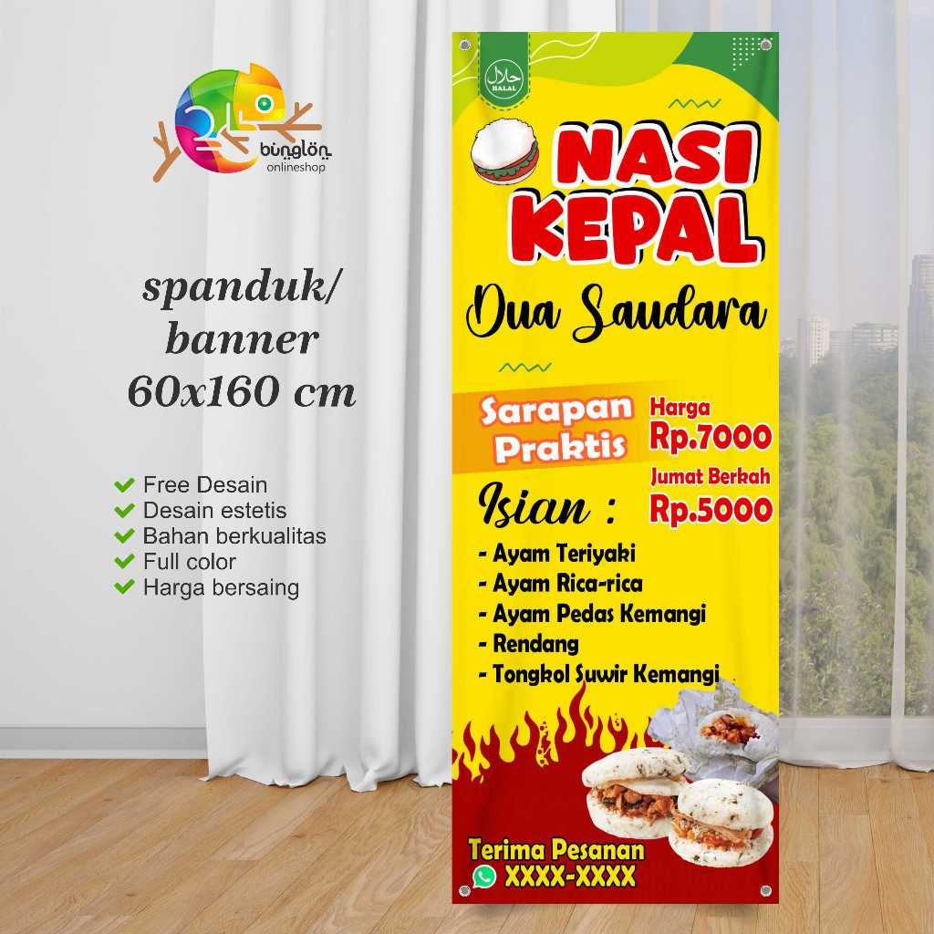 Jual Spanduk Banner Nasi Kepal Free Custom Desain | Shopee Indonesia