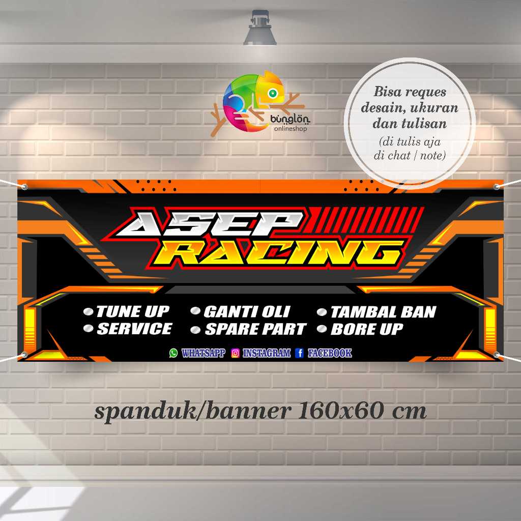 Jual Spanduk Banner Bengkel Speed Racing Team Model B Free Custom ...