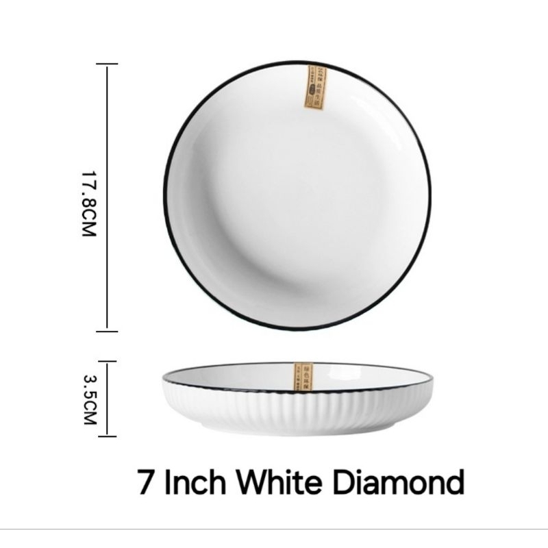 Jual Piring Porcelain White Diamond Elegant Plate 7 & 8 Inch Ukuran 18 ...
