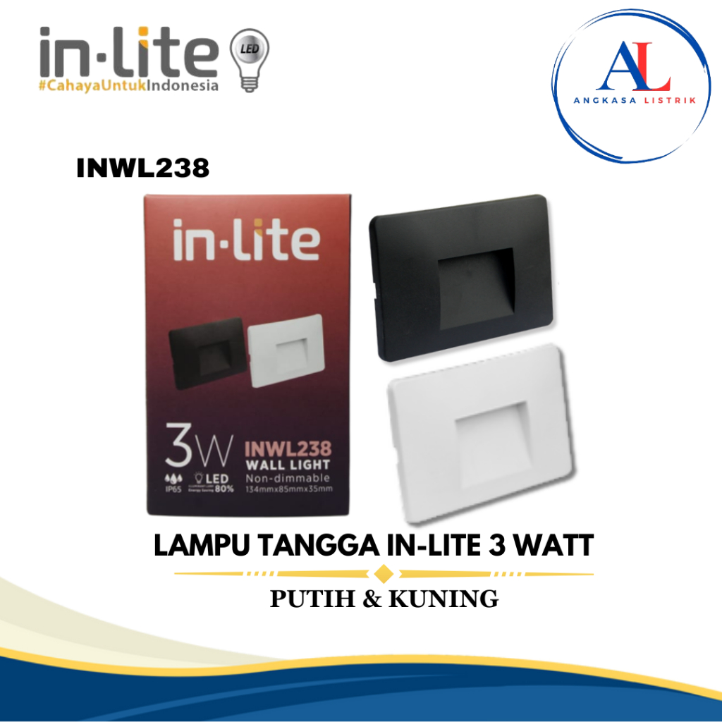 Jual LAMPU DINDING / WALL LIGHT INLITE 3 WATT INWL238 - Hitam, Kuning ...