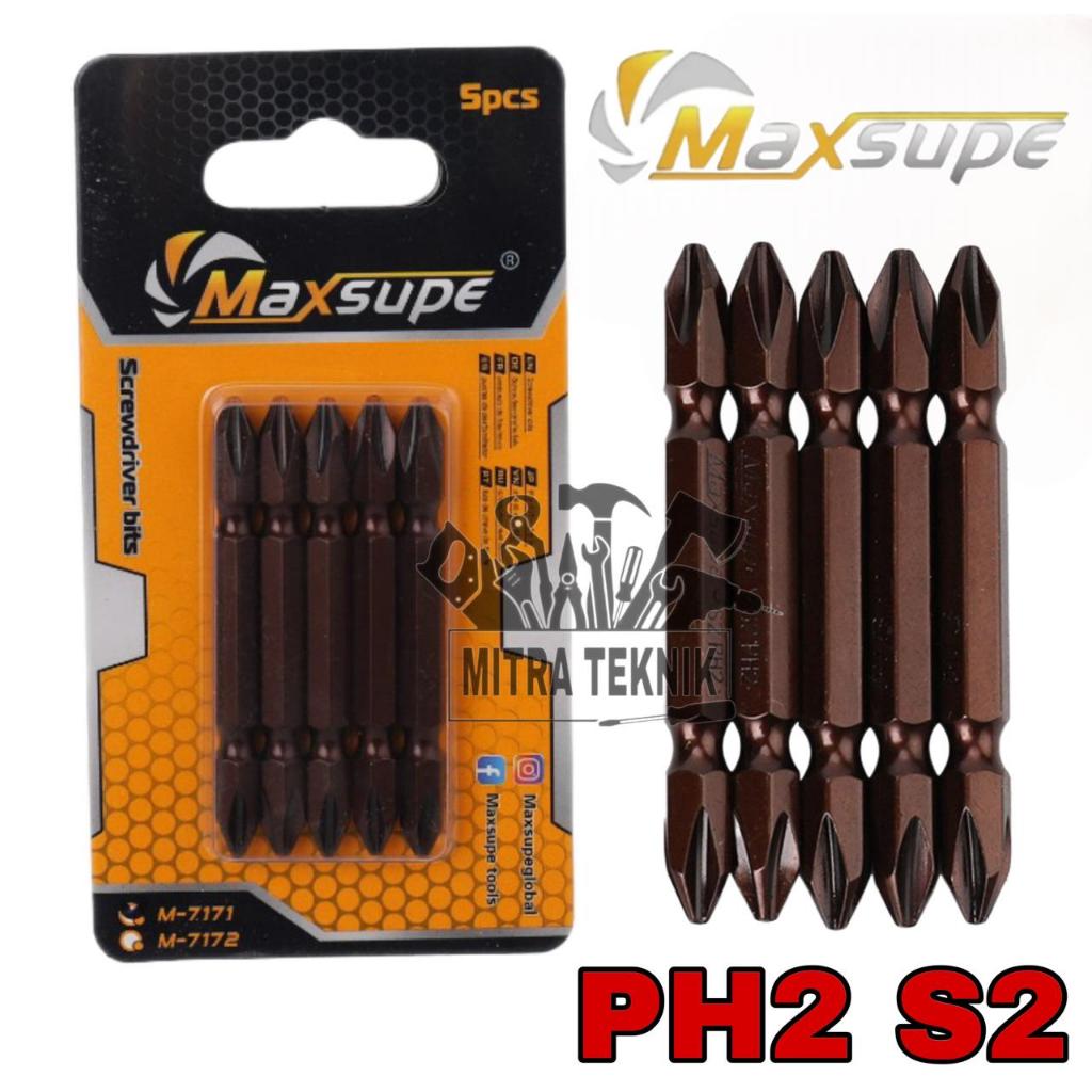 Jual Maxsupe Mata Obeng Bolak Balik PH2 Set Isi 5 Pcs Obeng Bor 2 Way ...