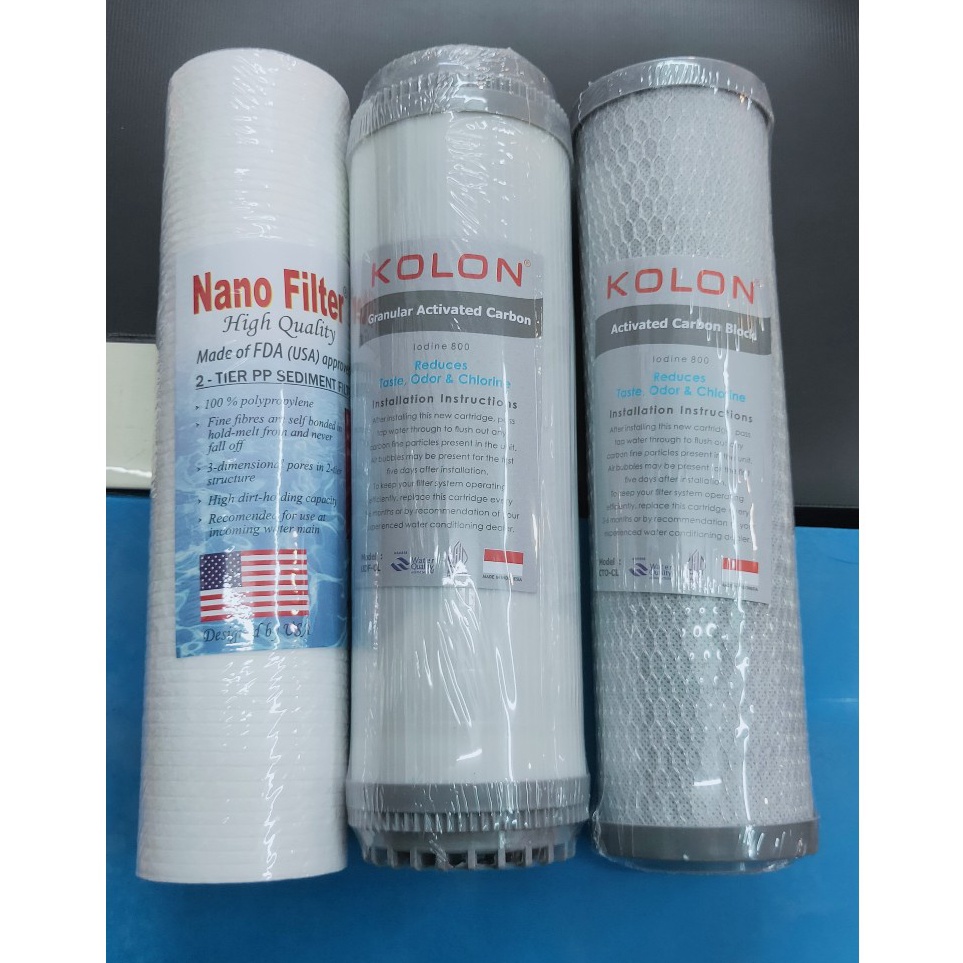 Jual Paket Refill RO 3 Tahap Filter Air Mesin RO Standar | Shopee Indonesia
