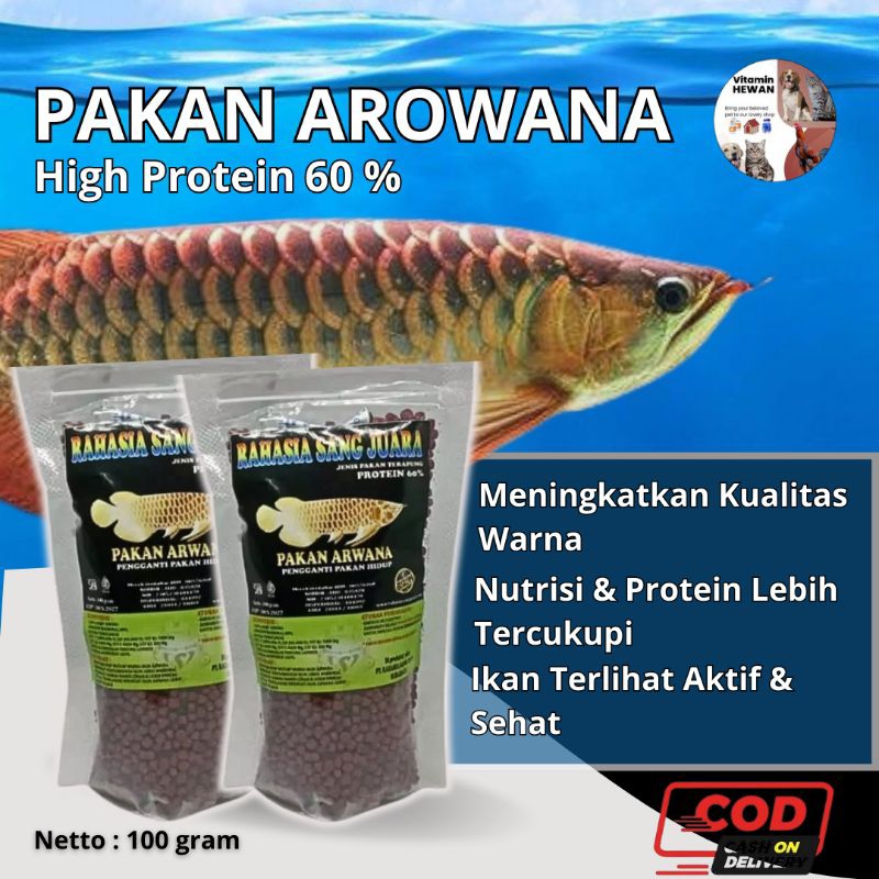 Jual PELET AROWANA ARWANA - PAKAN PELET ARWANA Protein 60 % 100 gram ...