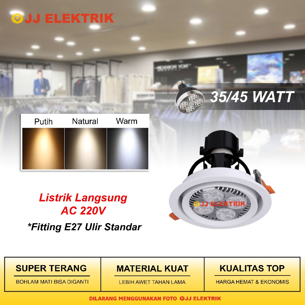 Jual Lampu Spotlight LED TE27 15W 35W 45W Downlight Sorot Plafon Terang Bisa Diarahkan Bohlam ...