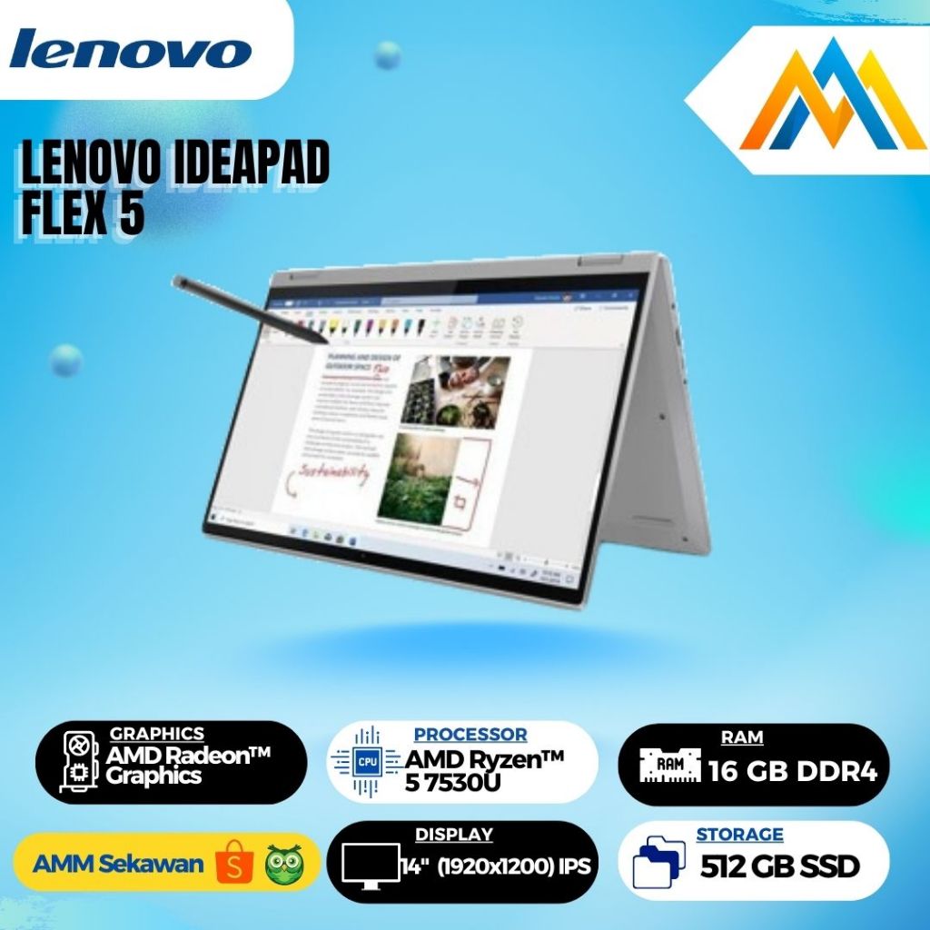 Jual Lenovo IdeaPad Flex 5 Ryzen 5 7530U 512GB SSD 16GB WIN+OHS TOUCH ...