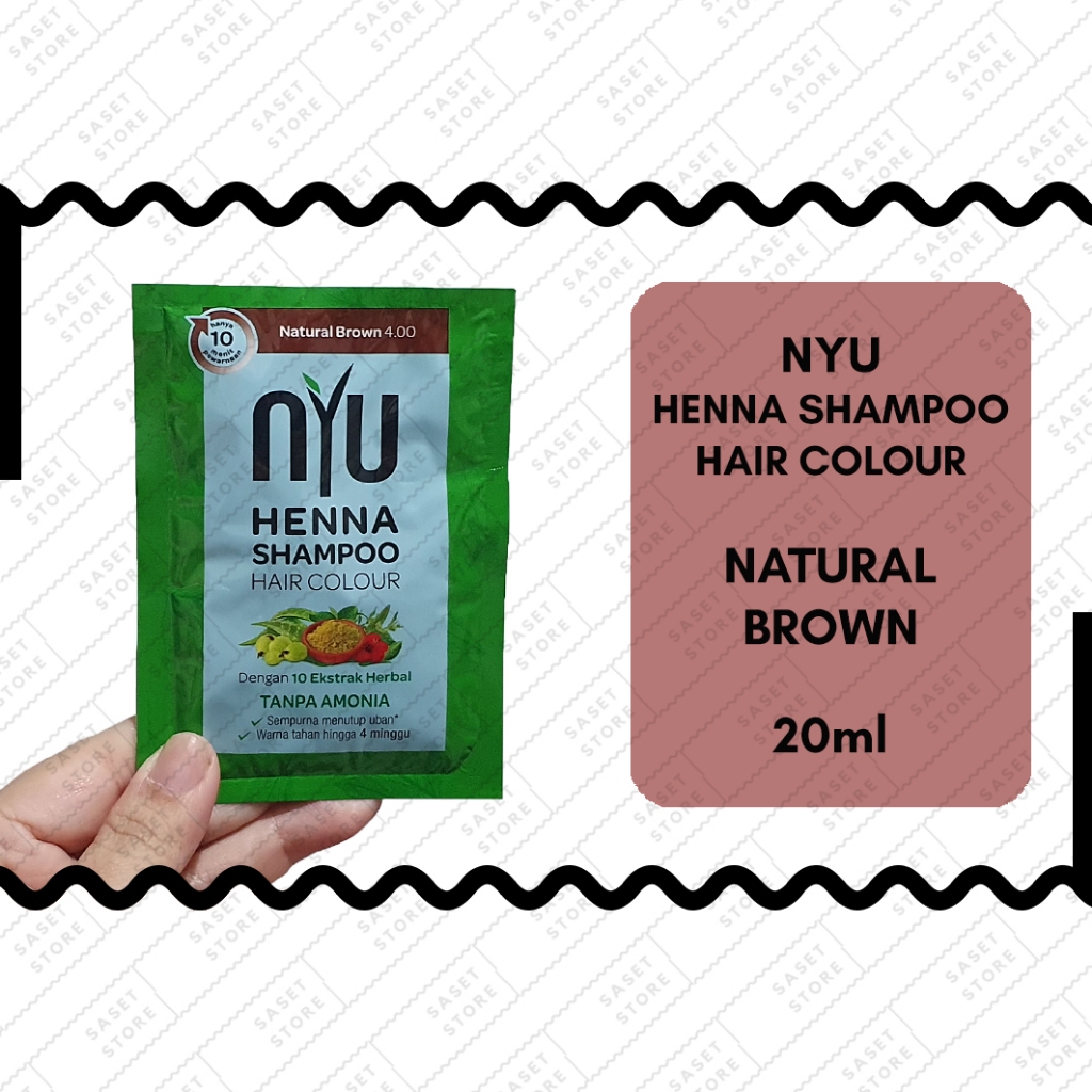 Jual NYU Natural Brown Cat Rambut 20ml Sachet Henna Shampoo Hair Colour ...