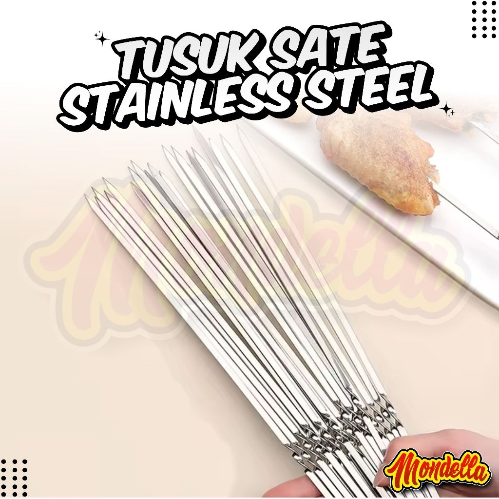 Jual Tusuk Sate BBQ Stainless Steel Tusukan Sate Kambing Ayam Sosis ...