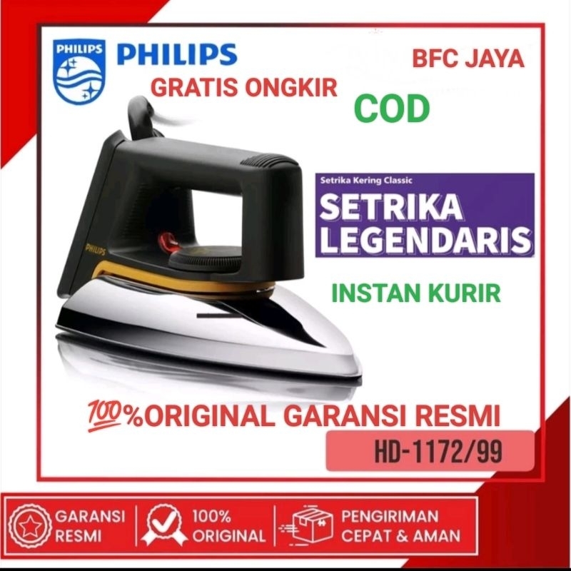 Jual SETRIKA PHILIPS HD 1172 ANTI LENGLET 350 WATT SETERIKA HD 1173 ...