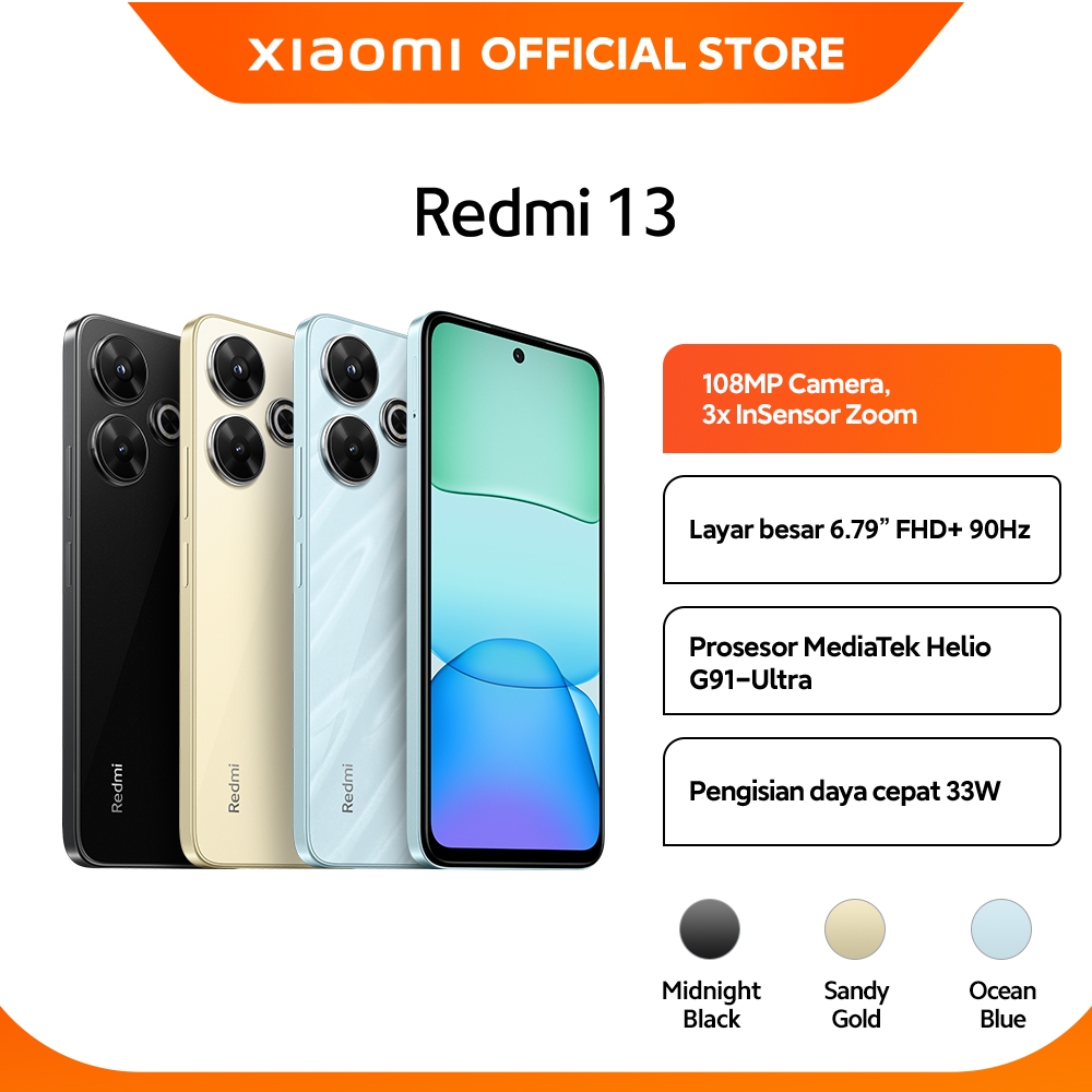 Jual Xiaomi Redmi 13 (8GB/128GB) (8GB/256GB) | Kamera 108 MP Super ...