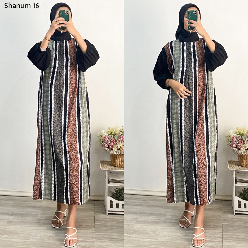 Jual SHANUM DRESS / Gamis Rayon Kombinasi / Gamis Rayon Motif Busui / Dress Gamis Kombinasi ...