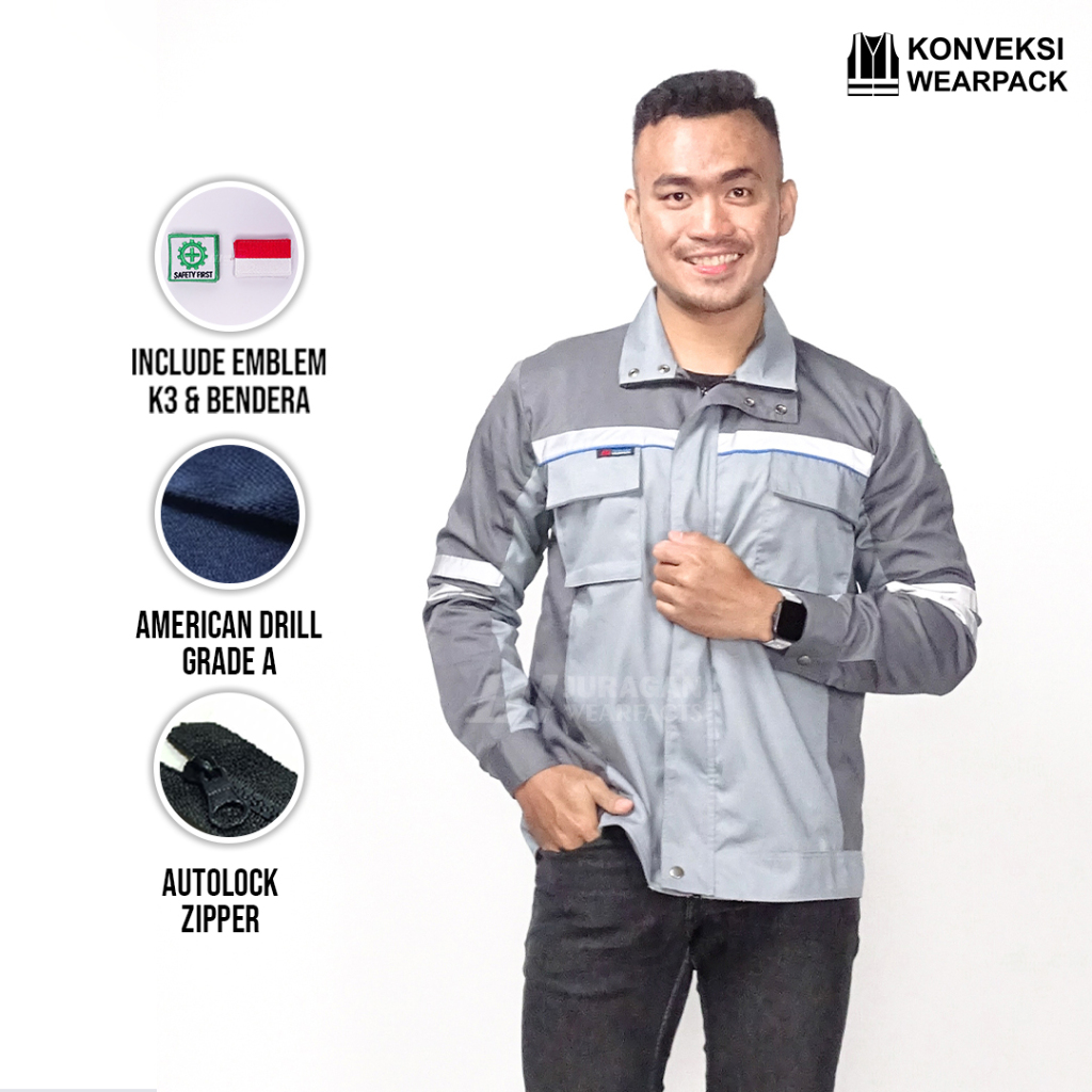 Jual Wearpack Safety Semi Jaket Warna Abu Muda Kombinasi Abu Tua ...