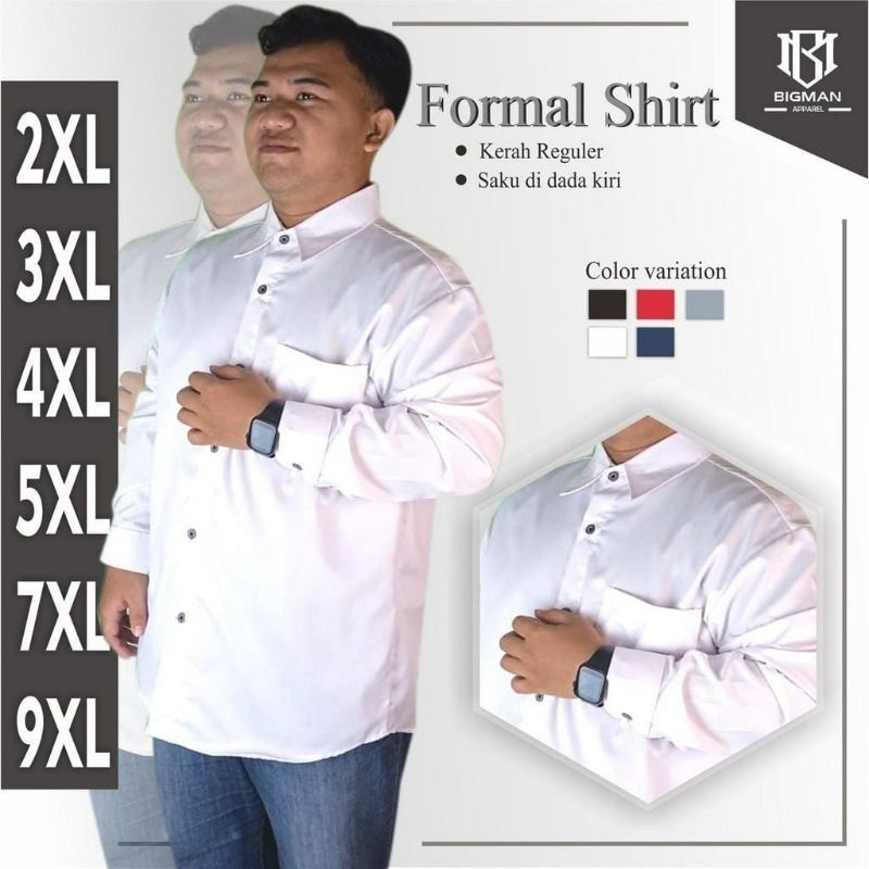 Jual kemeja formal jumbo hitam polos terbaru pria lengan pendek ukuran M L XL XXL 3xl 4xl 5xl ...