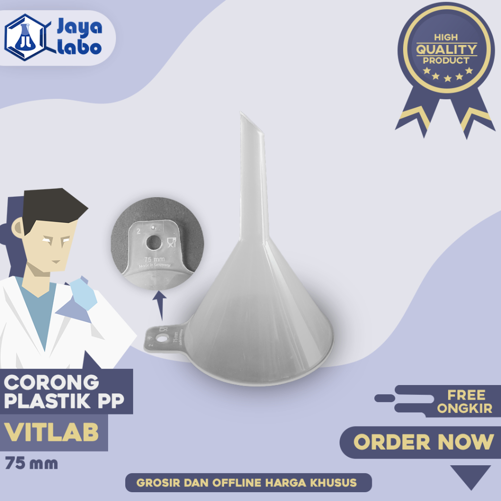 Jual VITLAB CORONG PLASTIK PP 75mm ( 7,5CM ) FUNNEL 7,5 cm | Shopee Indonesia