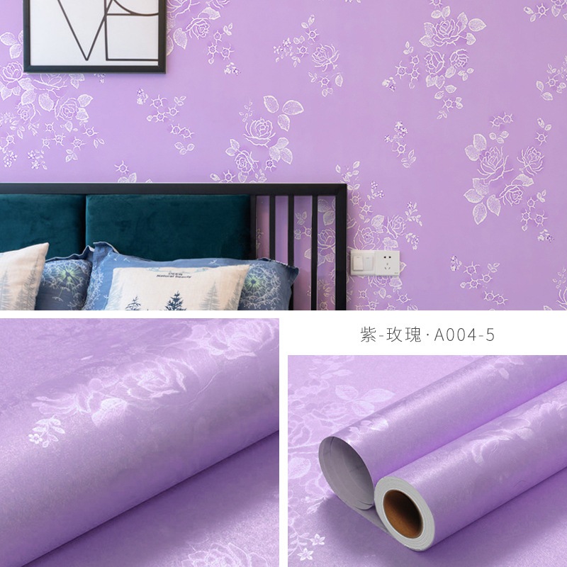 Jual Wallpaper Dinding Polos Bunga Ungu 8m s/d 9m x 45cm | Shopee Indonesia