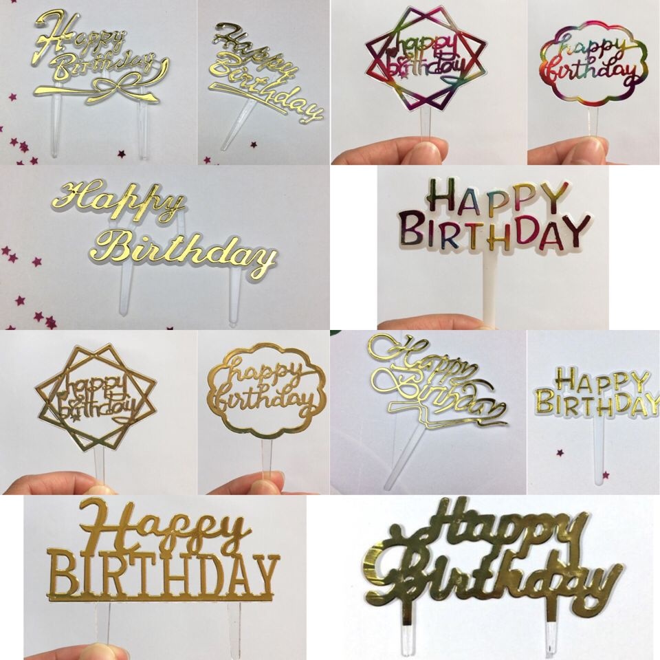 Jual Topper Cake Happy Birthday Mini /topper gold / topper pelangi ...
