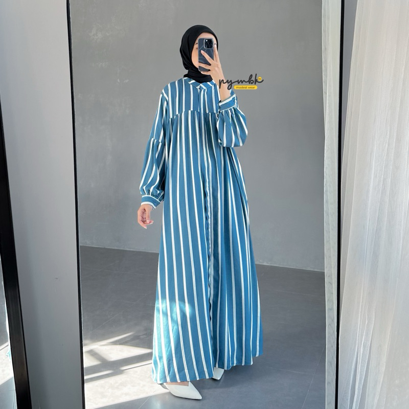 Jual GAMIS SAMARA Rayon Salur Lengan Balon | Shopee Indonesia