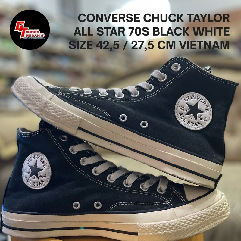 Jual Converse Chuck Taylor 70's black white size 42,5 insole 27,5 cm ...