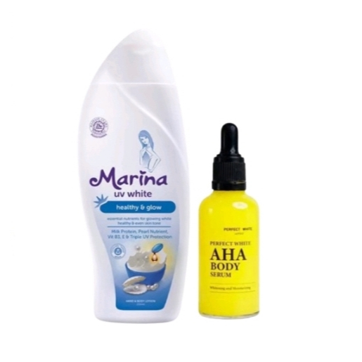 Jual MARINA & AHA - PAKET BUNDLING LOTION MARINA UV WHITE & AHA PERFECT ...