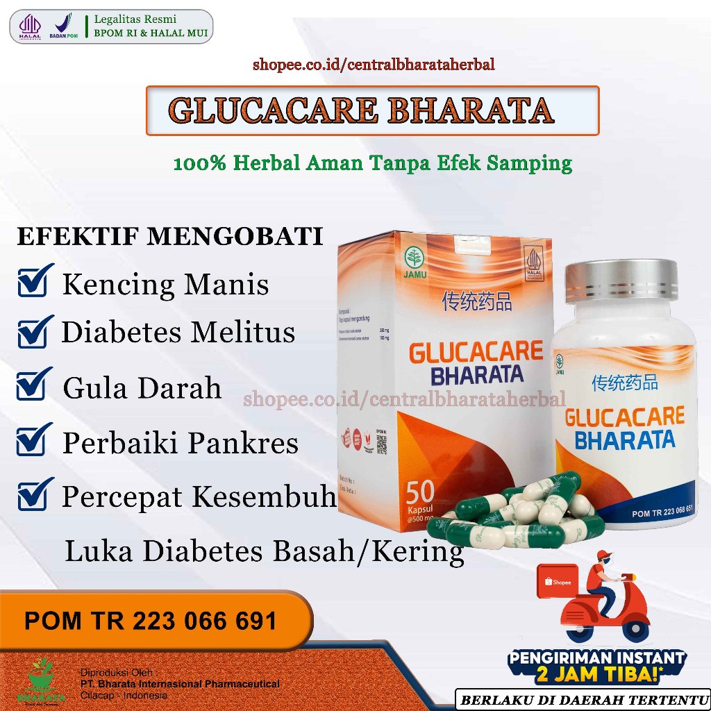 Jual Obat Diabetes - Kencing Manis - Glucacare Bharata Kemasan Isi 50 ...