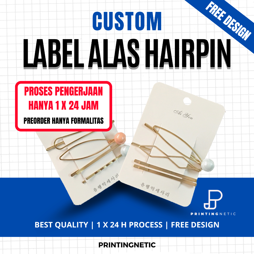 Jual (FREE DESIGN) Custom Hair Pin Card/ Kertas Jepit Rambut / Hair Pin ...