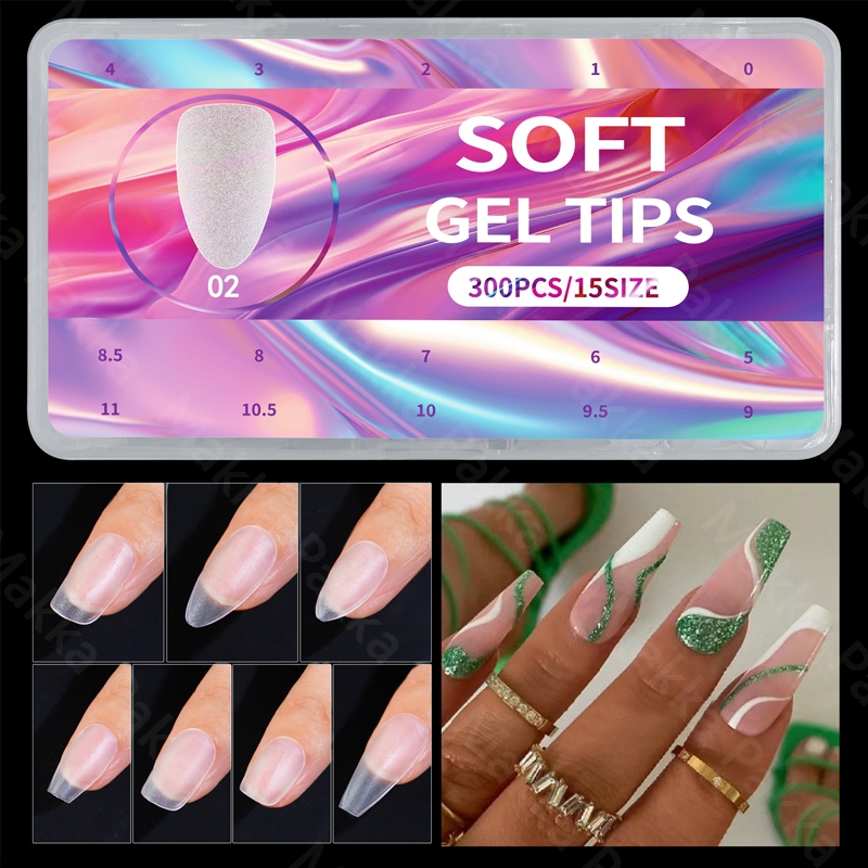 Jual Rainbow Soft Gel Tip 300pcs Full Buff Nail Extension Kuku Palsu ...