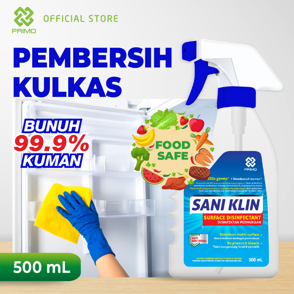 Jual PRIMO Sani Klin Pembersih Kulkas Disinfektan Spray Surface ...