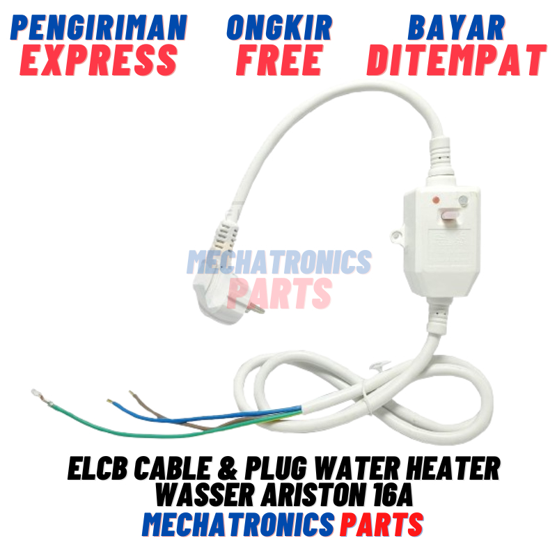 Jual Kabel ELCB Cable & Plug Water Heater Wasser Ariston Pengaman Arus ...