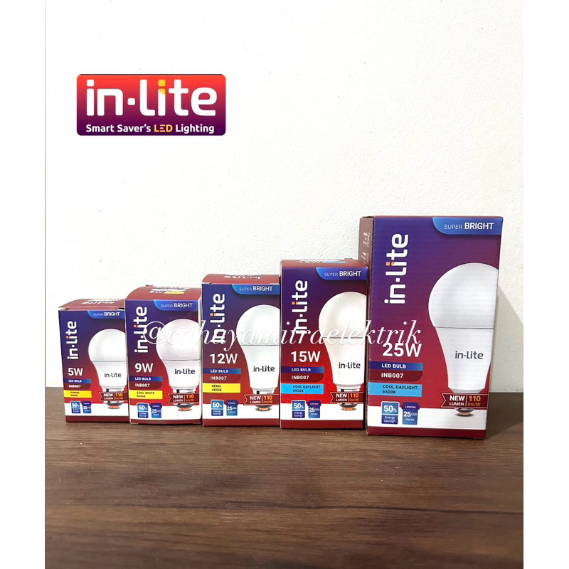 Jual LAMPU BOHLAM BULB LED INLITE 5W, 7W, 9W, 12W, 15W, 25W -INB007 ...