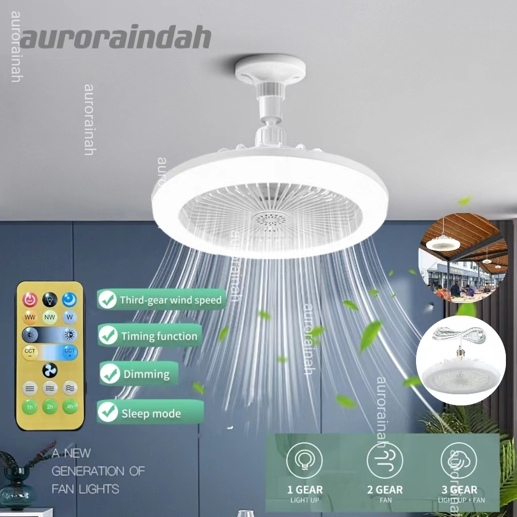 Jual TERLARIS Lampu Kipas AC E27 50Watt Plafon Remote control LED Lampu ...