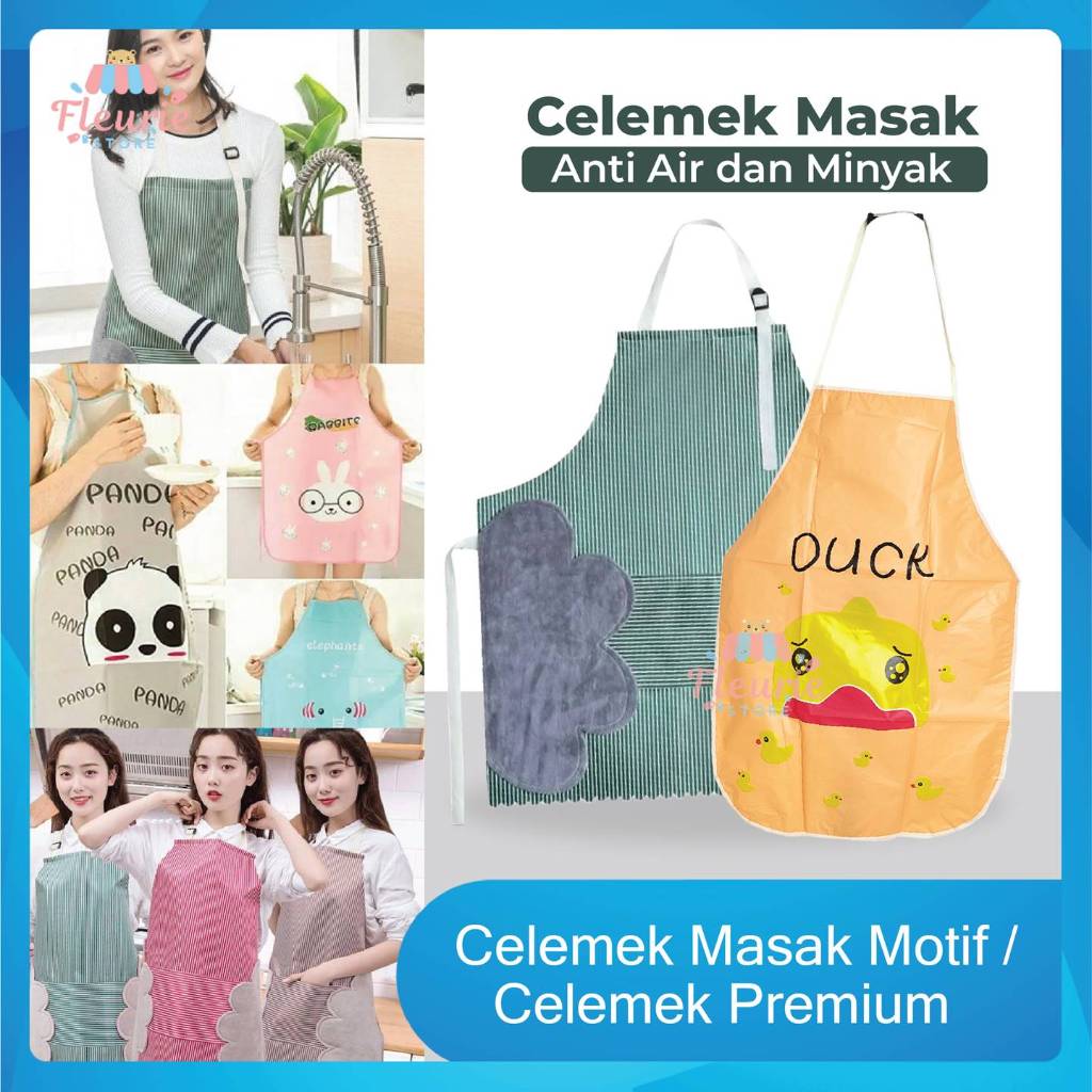 Jual Celemek Masak Anti Air dan Minyak - Apron Masak Motif / Polos ...