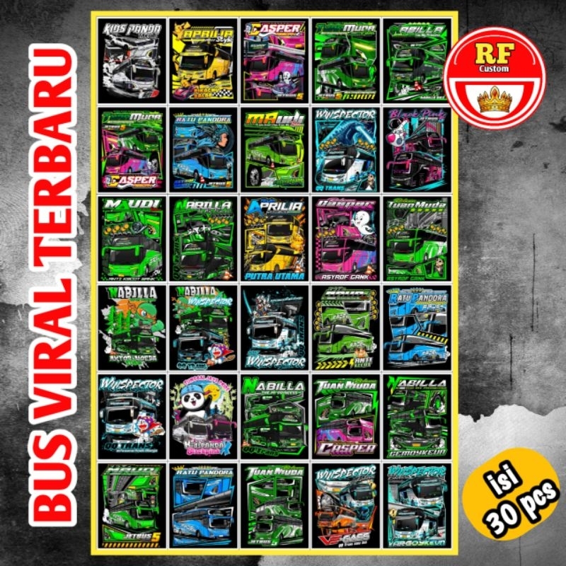 Jual (isi 30pcs terbaru)CETAK STICKER BUSMANIA / STICKER BUS BASURI ...